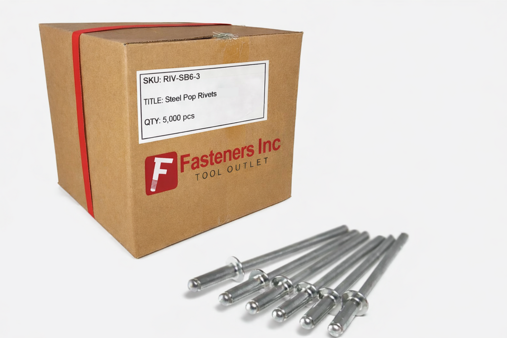 POP Rivets ALL Steel 6-3 3/16" x 3/16" Grip Range Zinc Plated SB6-3 ...