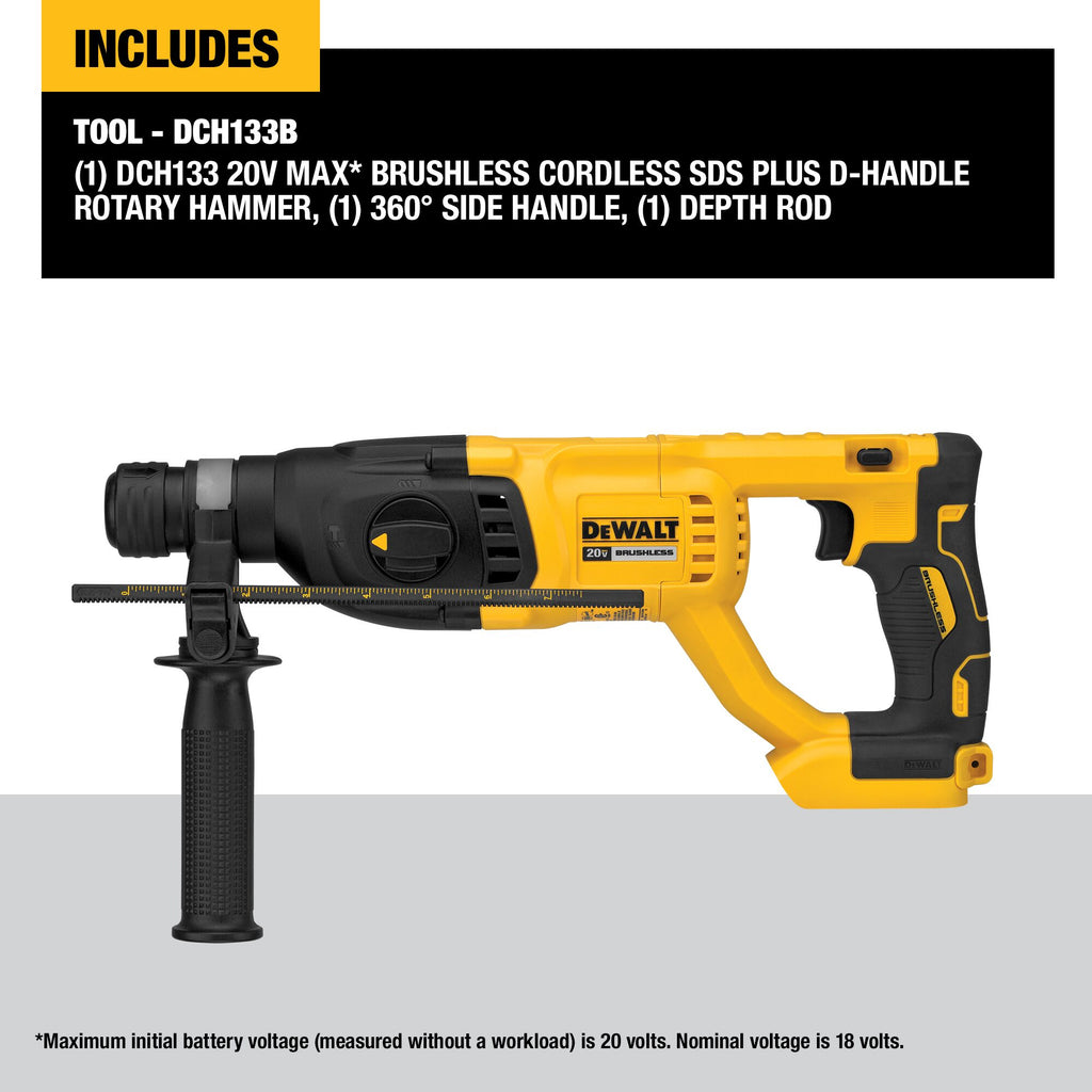 DeWalt DCH133B 20V MAX* 1 IN. BRUSHLESS CORDLESS SDS PLUS D-HANDLE ROT ...