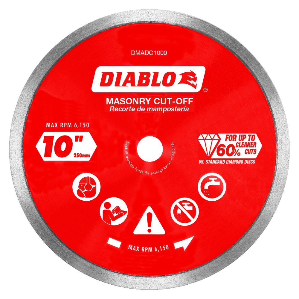 Diablo DMADC1000 10 in. Diamond Continuous Rim Cut-Off Discs for Mason ...